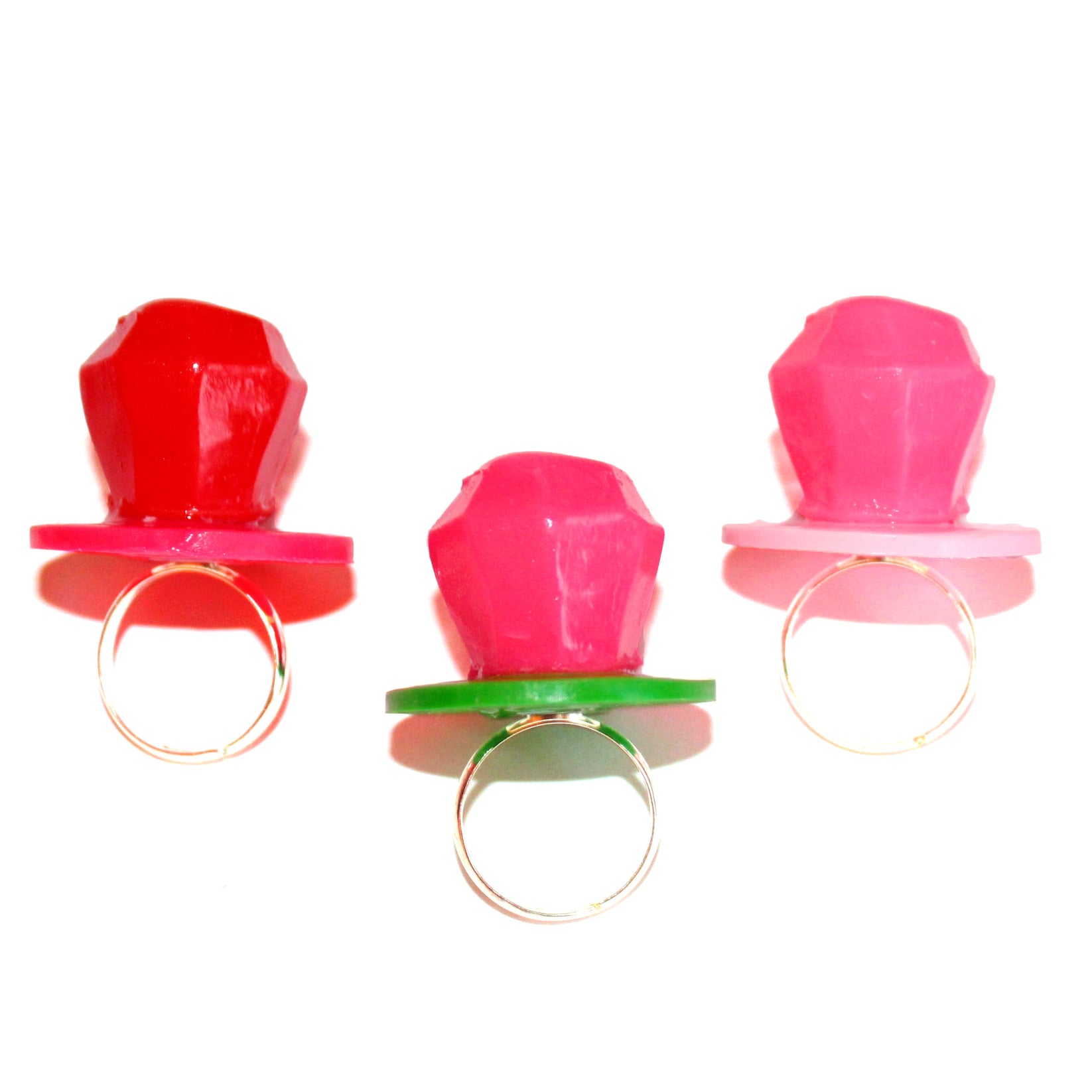 Faux Candy Ring, Adjustable Size, Pink Green or Red – Fatally Feminine ...
